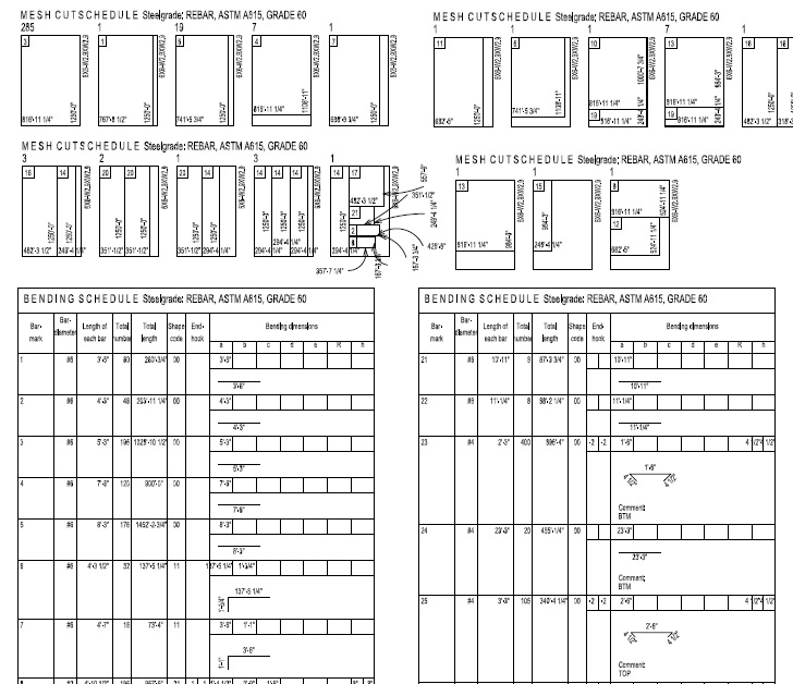 Samples- Rebar Detailing, rebar shop drawings